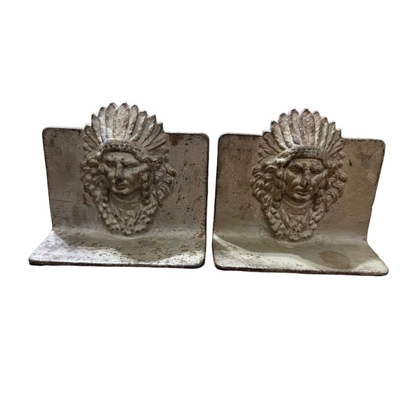 Native American | Accents | Vintage Pair Of Gray Cast Iron Native ...